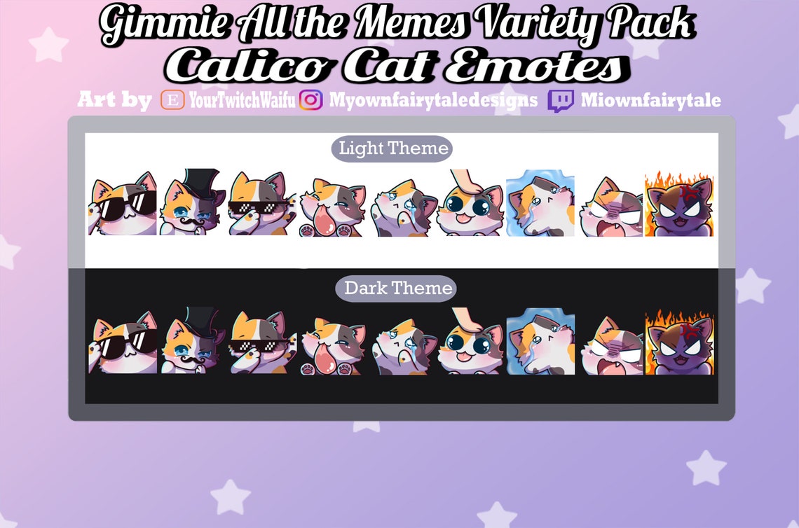 Calico Cat Emotes - Gimme All the Memes - Variety Pack - Twitch ...