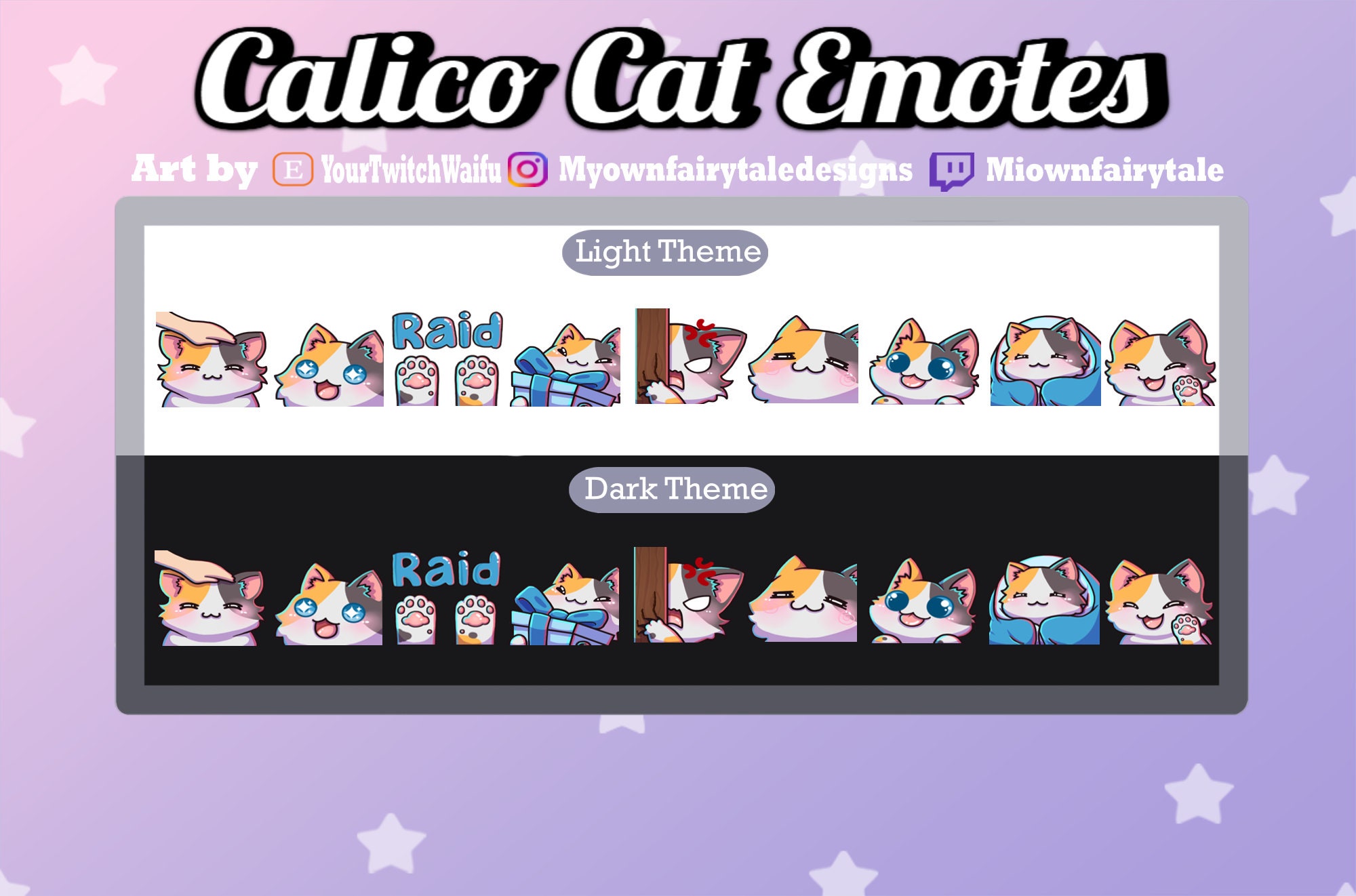 Calico Cat Emotes - Twitch, Discord, Youtube - Kawaii - Chibi - Cute ...