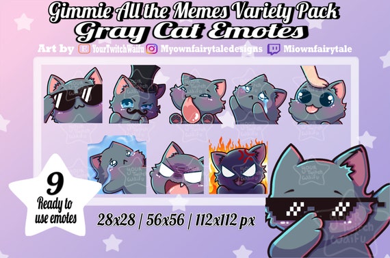 Gray Cat / Russian Blue Cat Emotes Gimme All the Memes - Etsy