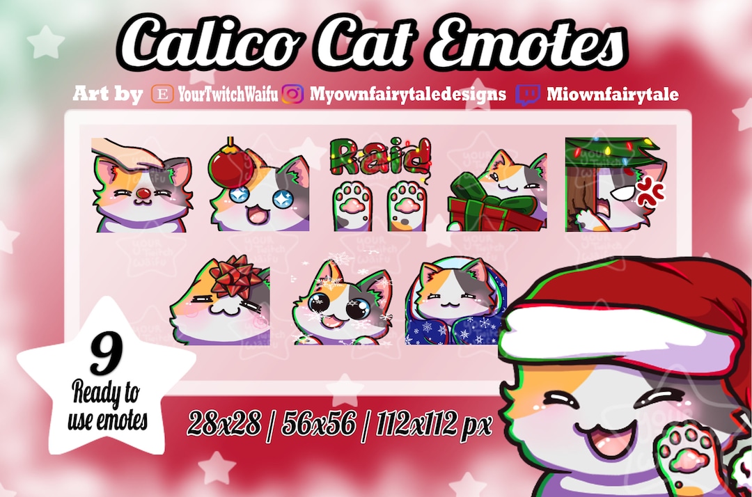 Calico Cat Emotes Christmas | Holidays | Twitch | Discord | Youtube ...