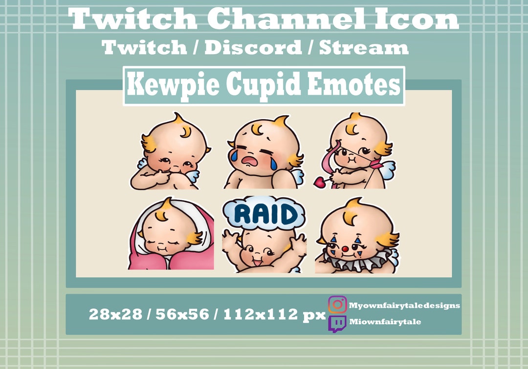 Kewpie Cupid Twitch Emotes - 6 Pack - Valentine's Day - Chibi / Cute ...