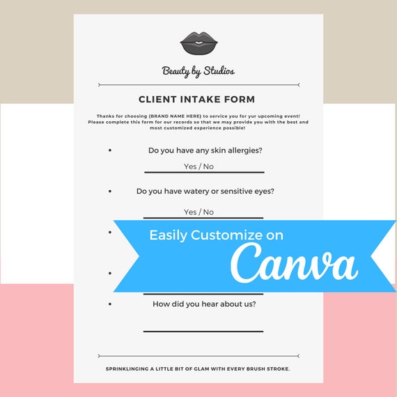 Basic Makeup Artist Intake Form | Etsy