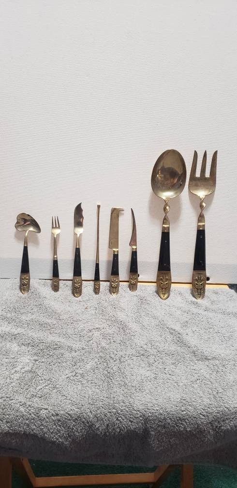 Vintage Siam Brass Serving Utensils, Asian Decor, Home Decor, Home ...