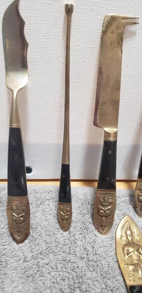 Vintage Siam Brass Serving Utensils, Asian Decor, Home Decor, Home ...