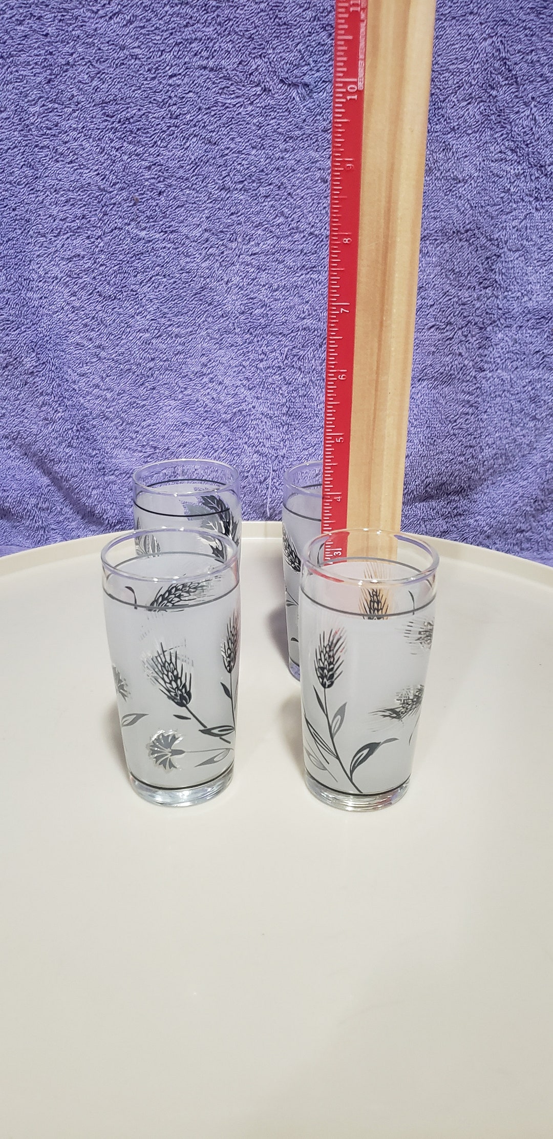 Vintage Libby Silver Wheat Juice Glasses 4" Frosted Mid-century Modern Very Good Condition - Etsy