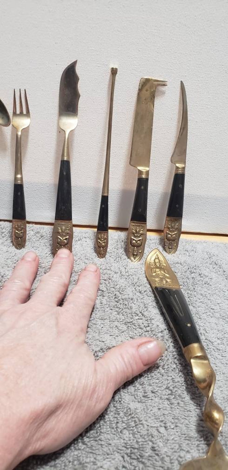 Vintage Siam Brass Serving Utensils, Asian Decor, Home Decor, Home ...