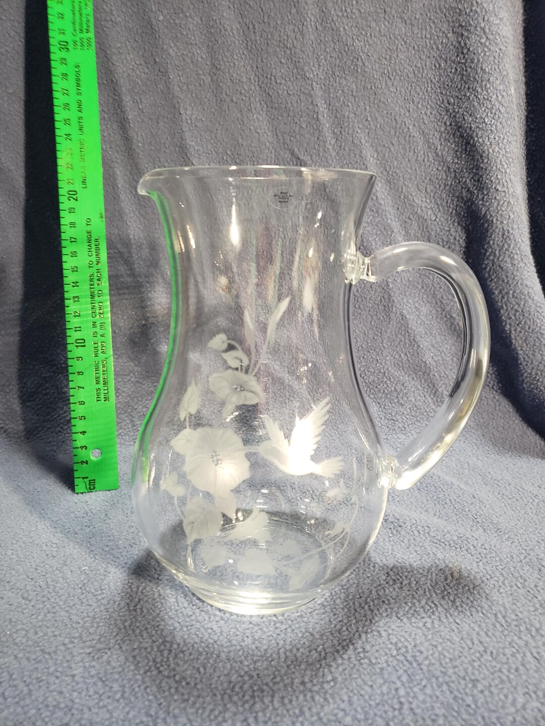Vintage Avon Drinking Pitcher Etched Hummingbird and Floral 24% Lead ...