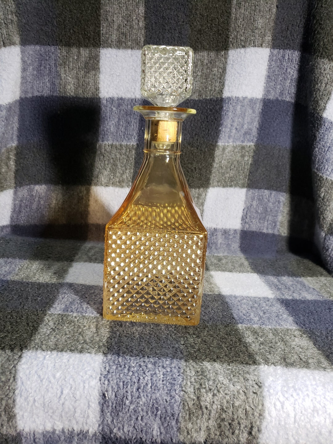 Old Forester Marigold Amber Diamond Hobnail Pattern Decanter in Very ...
