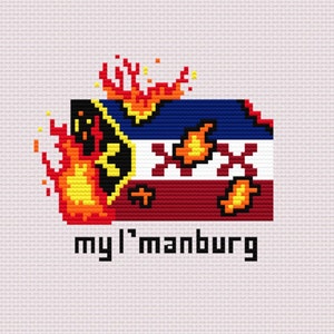 L’manburg Flag Burning Cross Stitch Pattern - Etsy