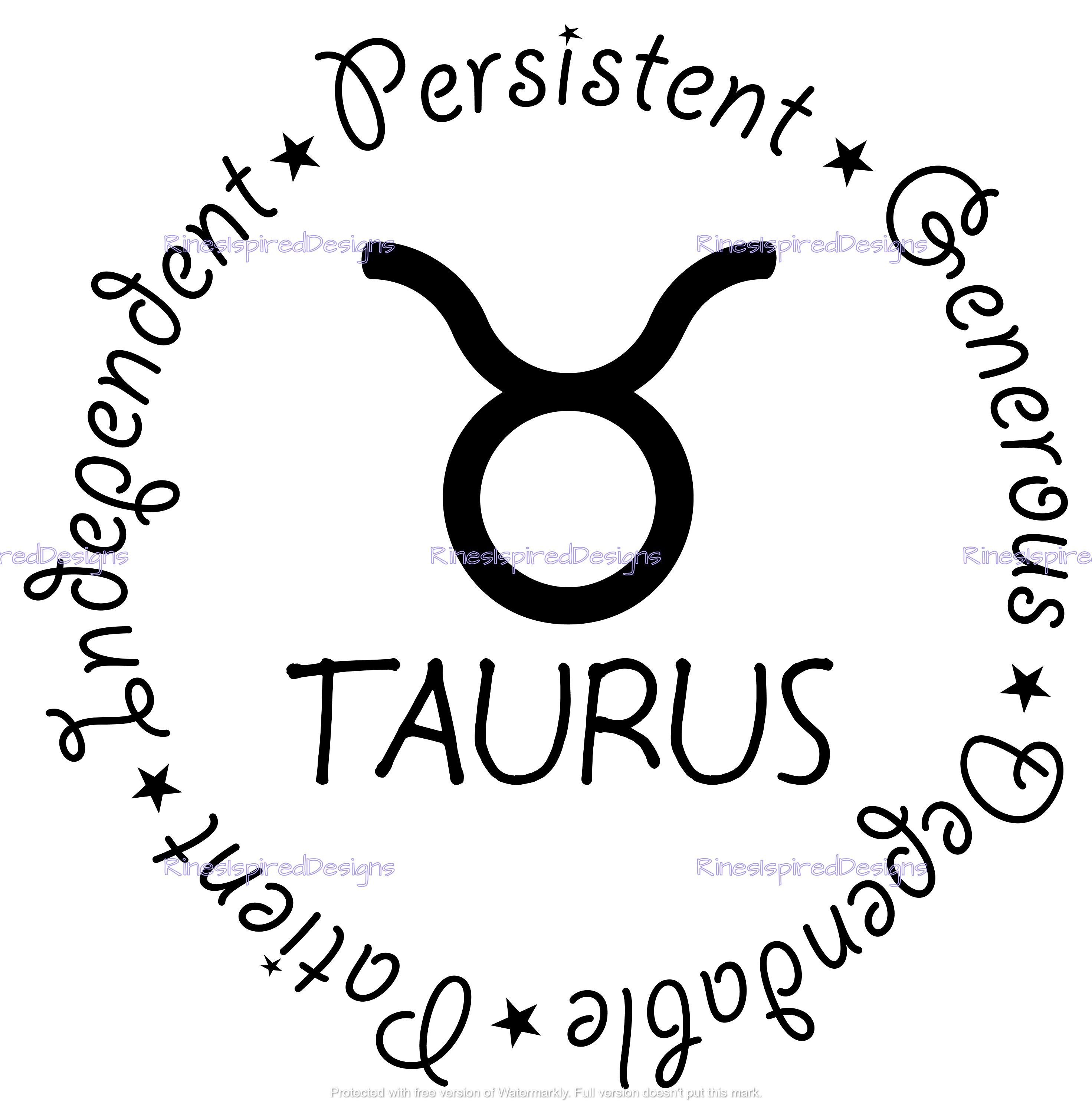 Taurus Zodiac Sign Circle Words Encouragement Svg Png Pdf | Etsy