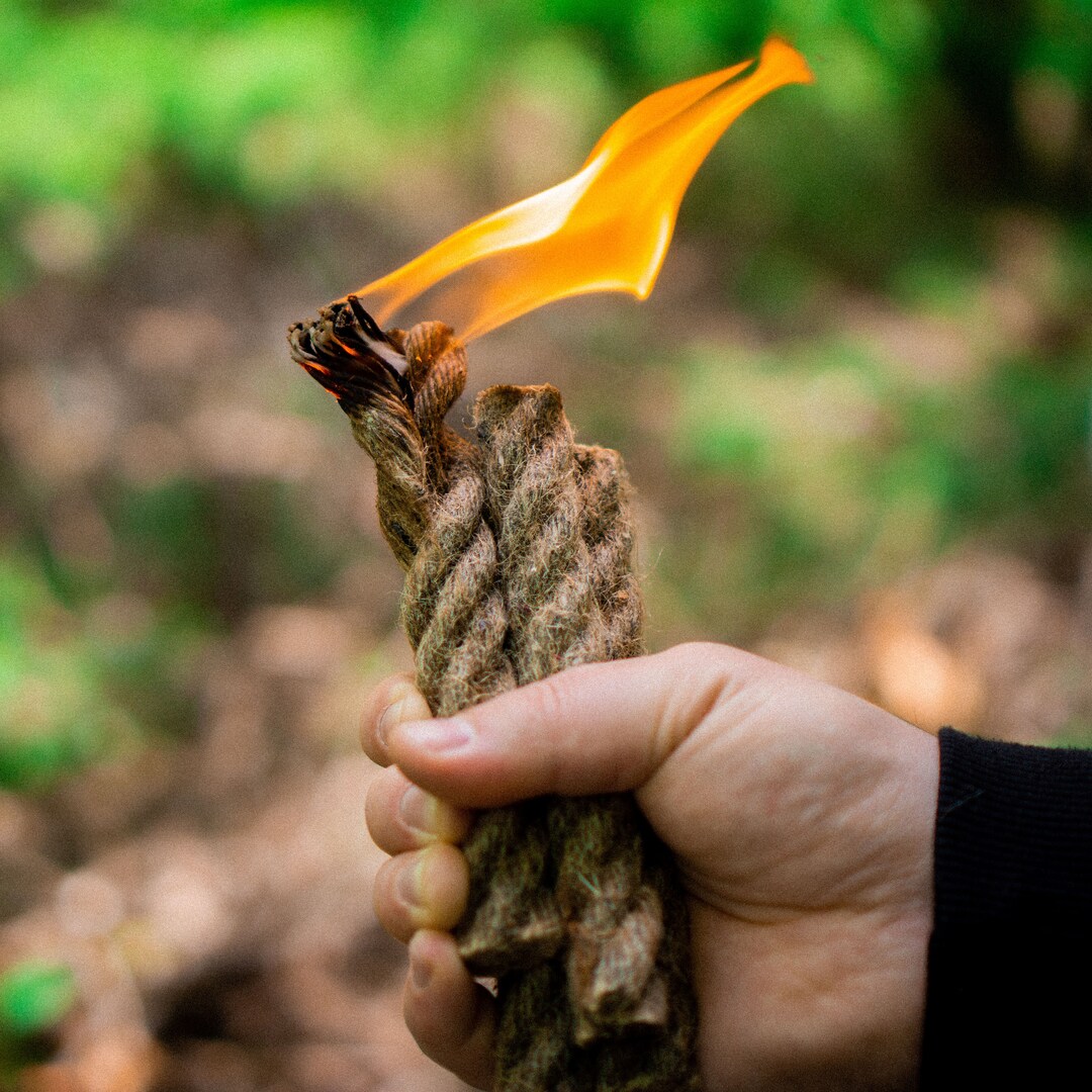 Survival Fat Rope Handmade Outdoor Paraffin Hemp Tinder Tinder on a ...