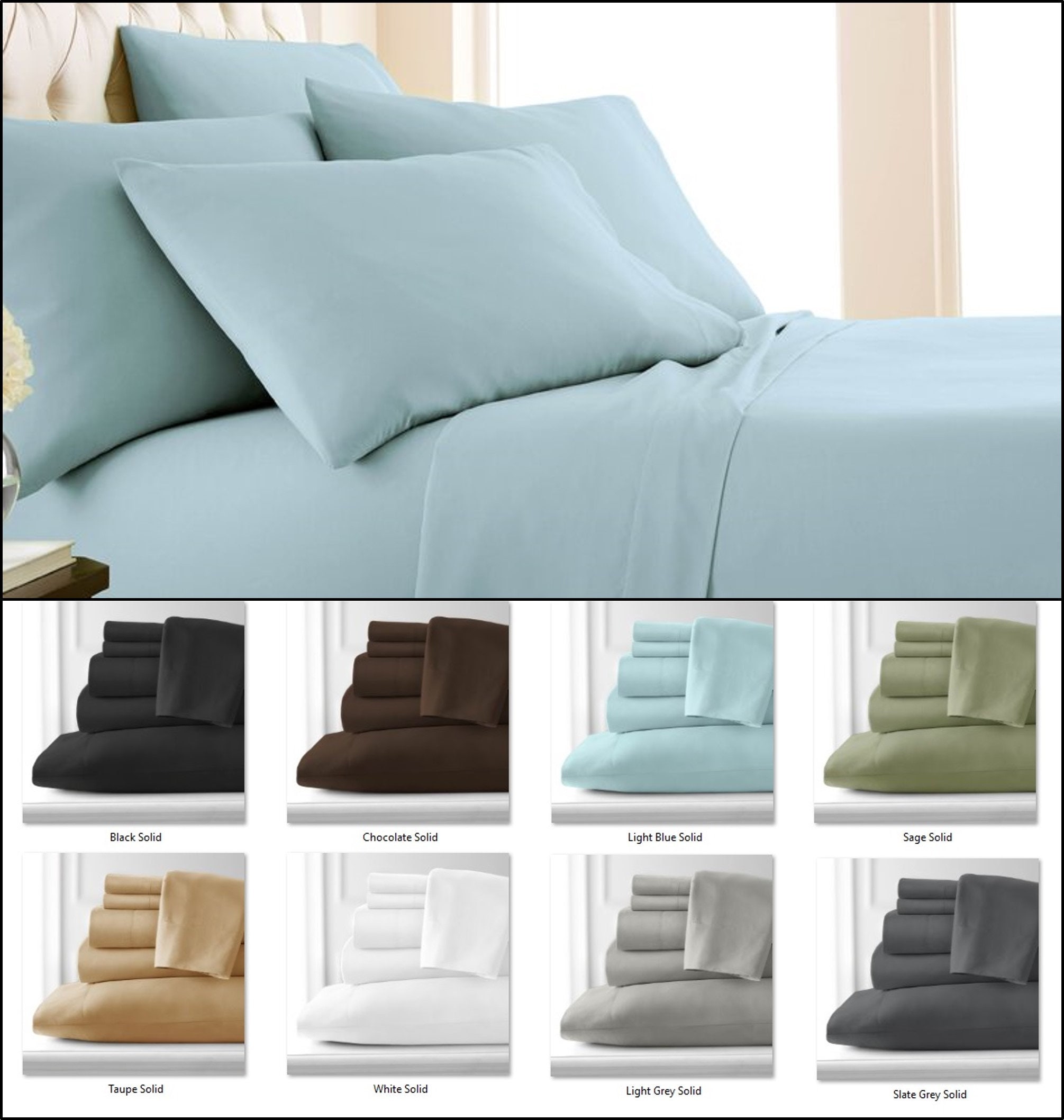 10-inch Deep Pockets, 6-piece Cotton Sheet Set 800-TC, Soft Egyptian ...