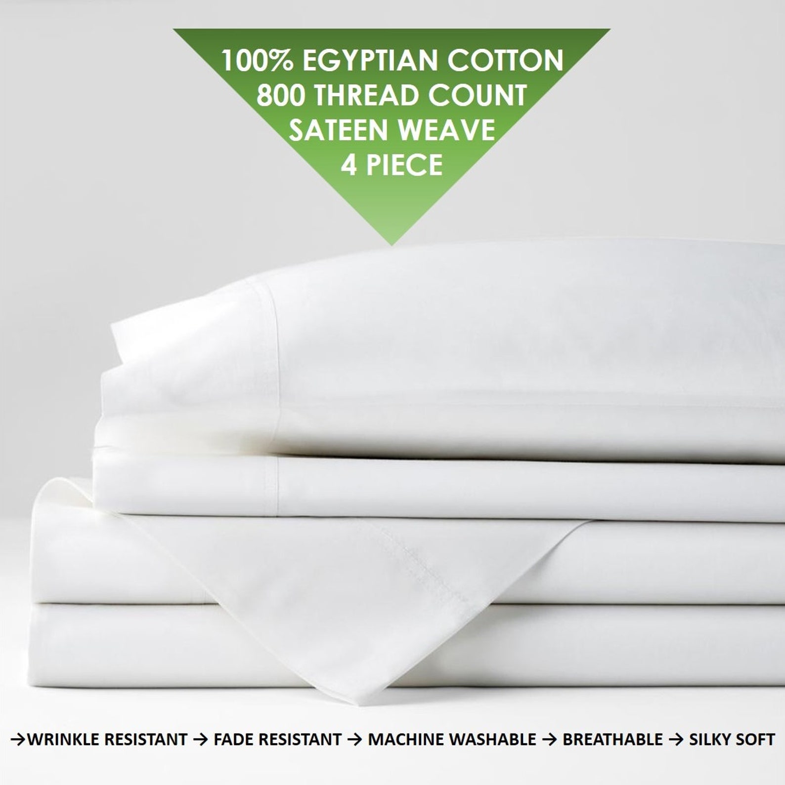 800-thread Count,10-inch Deep Pockets, Sheet Set Egyptian Cotton Sateen ...