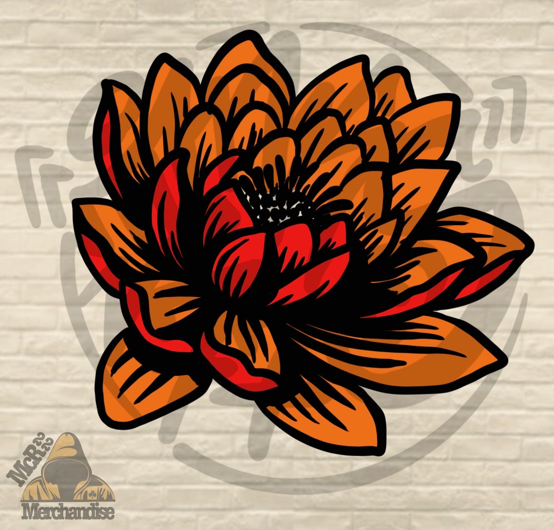 PNG DIGITAL DOWNLOAD - "lotus Flower - Red/orange" Lotus Design ...