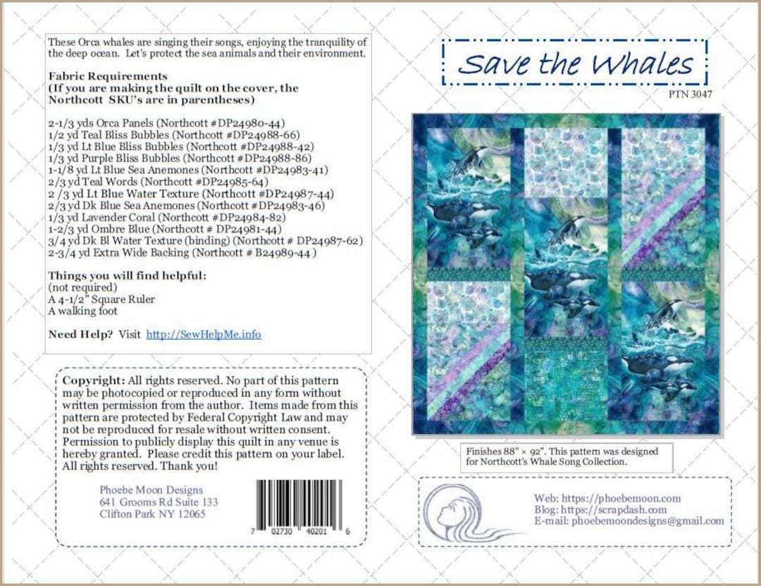 Save the Whales Queen Quilt Pattern (digital Pattern) - Etsy