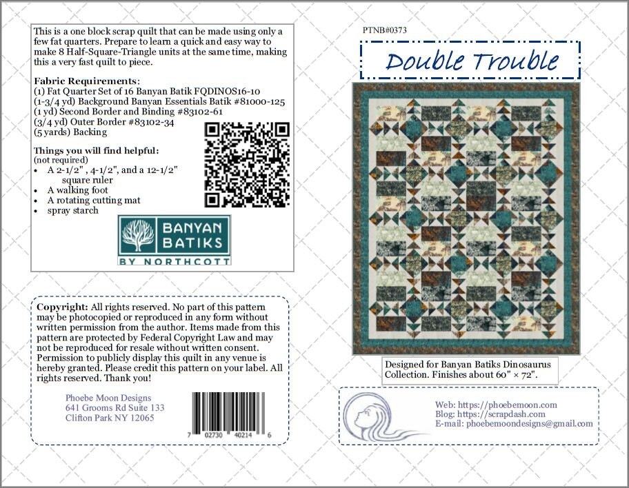 Double Trouble Throw Quilt Pattern Made From Fat Quarters (physical ...