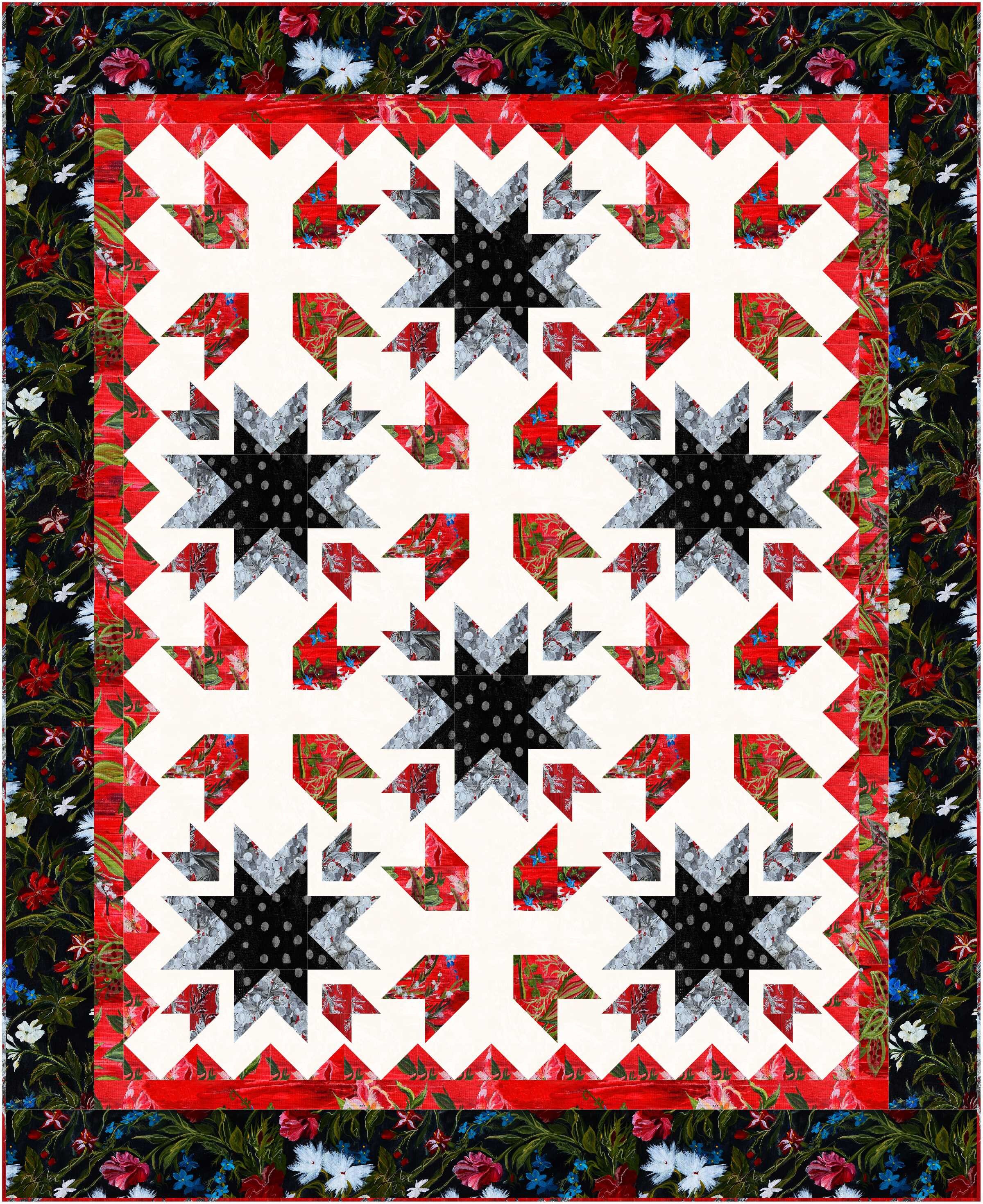Lafayette Star Throw Quilt Pattern - Bold Patterns, Bright Colors, Modern Quilt - Digital ...