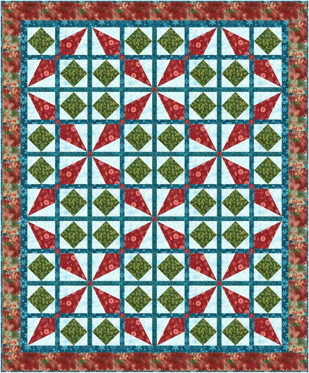 Holly Berries Quilt Pattern in Two Colorways (physical Pattern) - Etsy