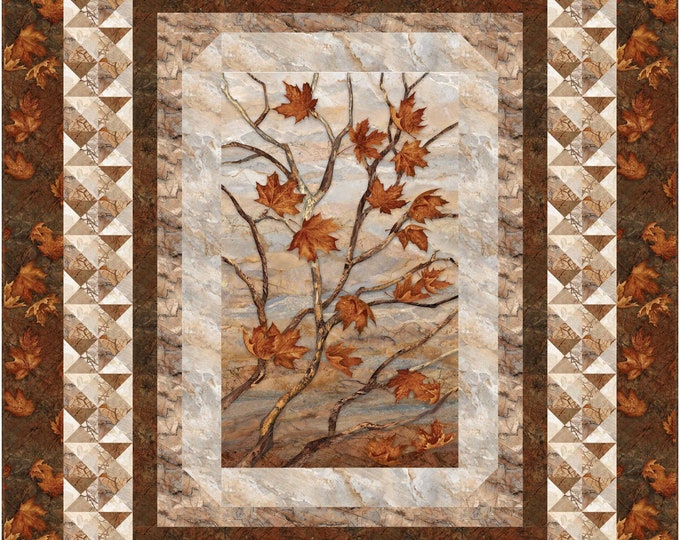 Quilt Pattern for Panel Quilt Easy for Beginners Showing Fall Leaves ...