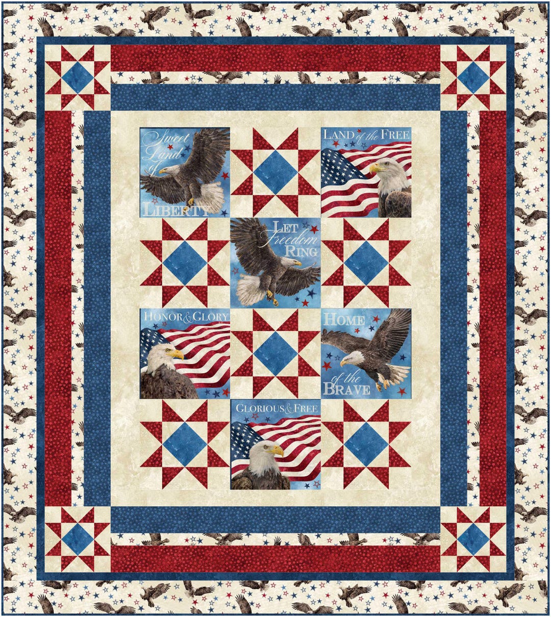Liberty Stars Quilt Pattern - Beginner Friendly Patriotic Quilt of ...