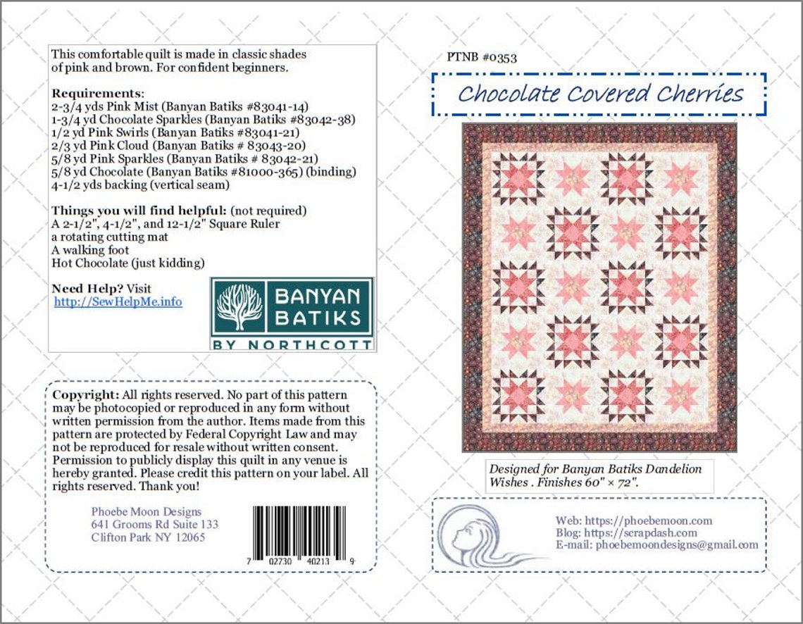 Chocolate Covered Cherries Throw Quilt Pattern (digital Pattern) - Etsy