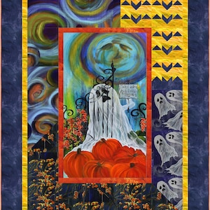 Jumping Jack Throw Quilt Pattern (uses Halloween Spooky Pumpkin Panel ...