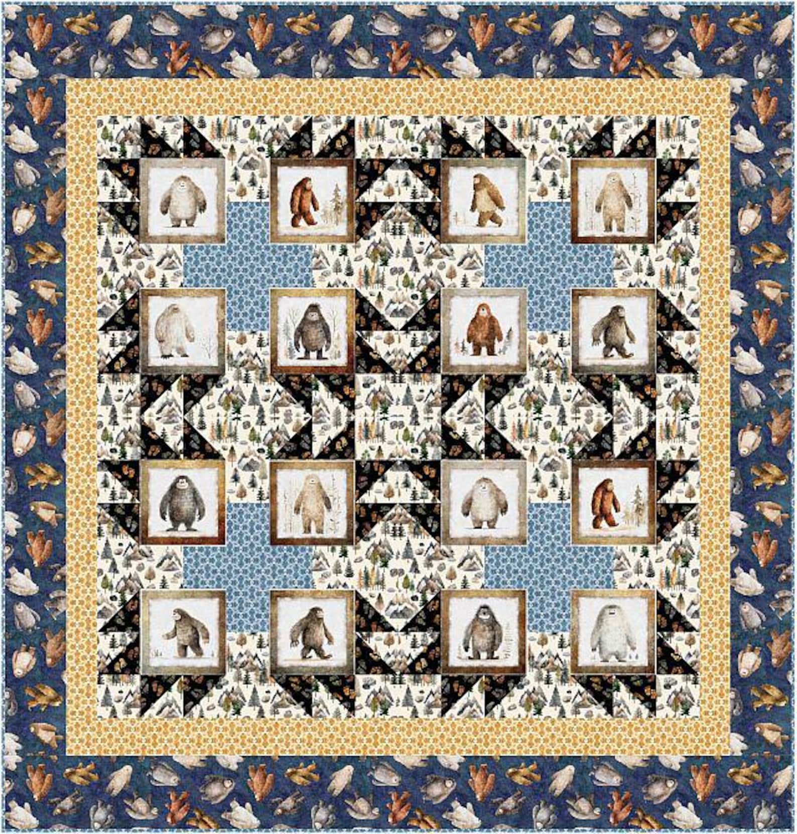 Smile, Bigfoot Quilt Pattern, Sasquatch Forest Theme (digital Pattern ...