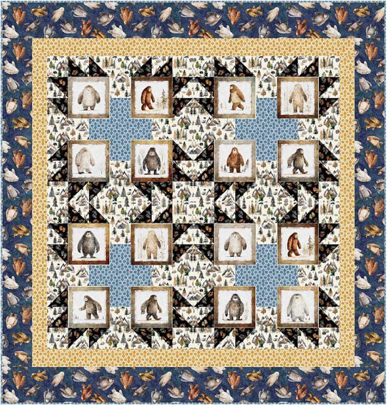 Smile, Bigfoot Quilt Pattern, Sasquatch Forest Theme (digital Pattern ...