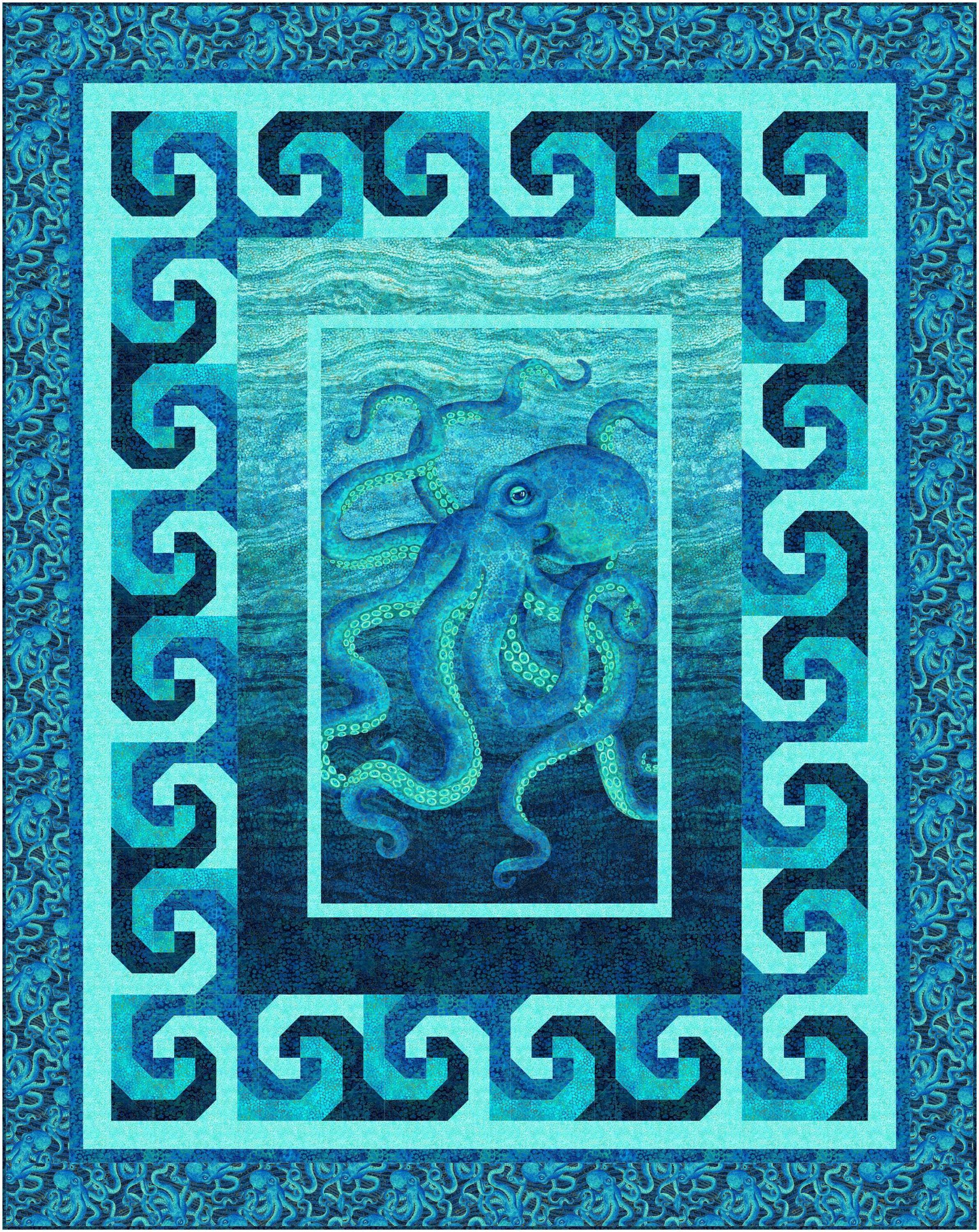 Inky Quilt Pattern | Makes 69x87" Octopus Quilt With Panel | Ocean ...