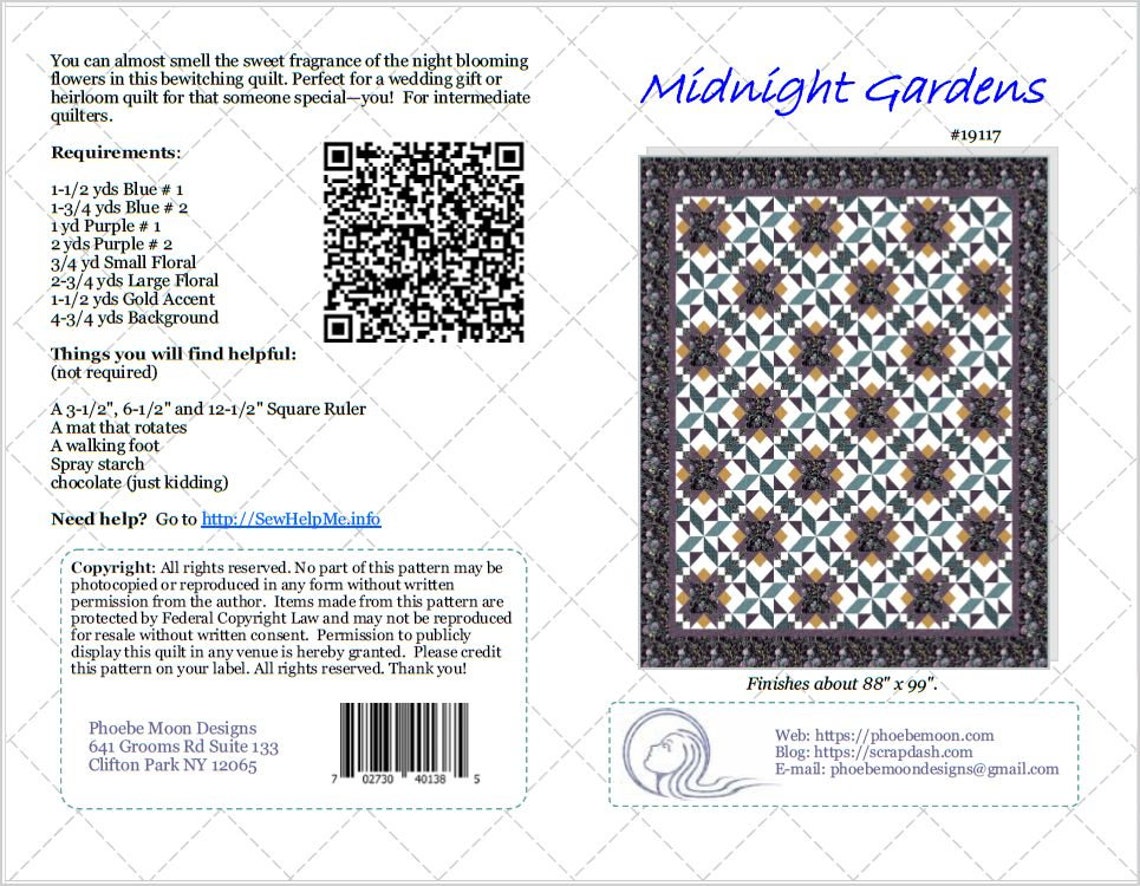 Midnight Gardens Queen Sized Quilt Pattern digital Pattern - Etsy