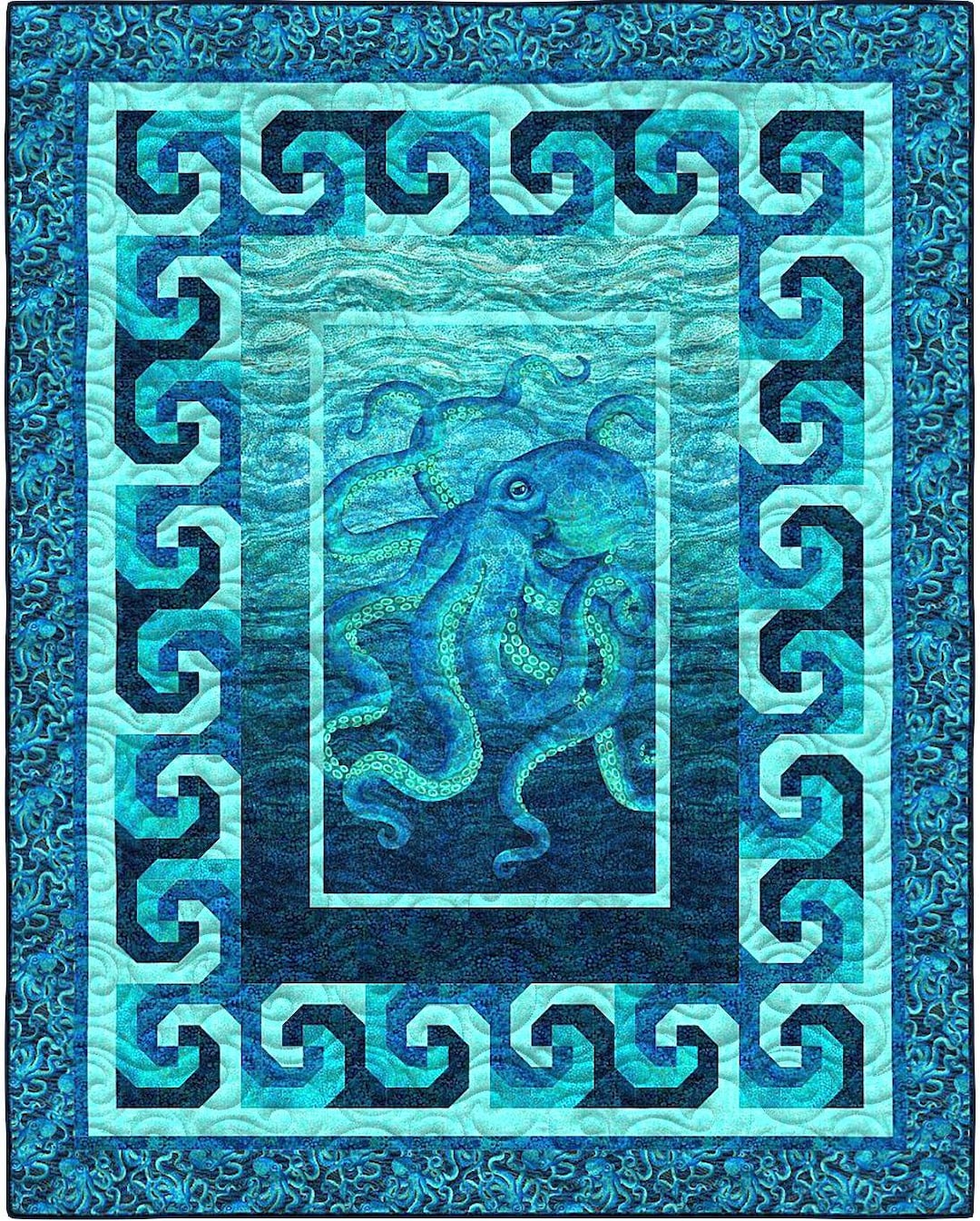 Inky Quilt Pattern | Makes 69x87" Octopus Quilt With Panel | Ocean ...