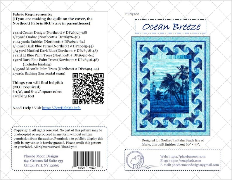 Ocean Breeze Quilt Pattern Uses Palm Tree Panel From Palm Beach by ...