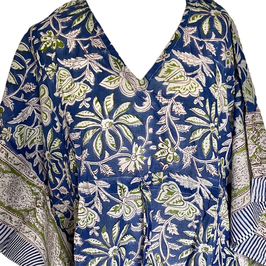 Organic Cotton Top Beach Wear Floral Print (blue) - Etsy