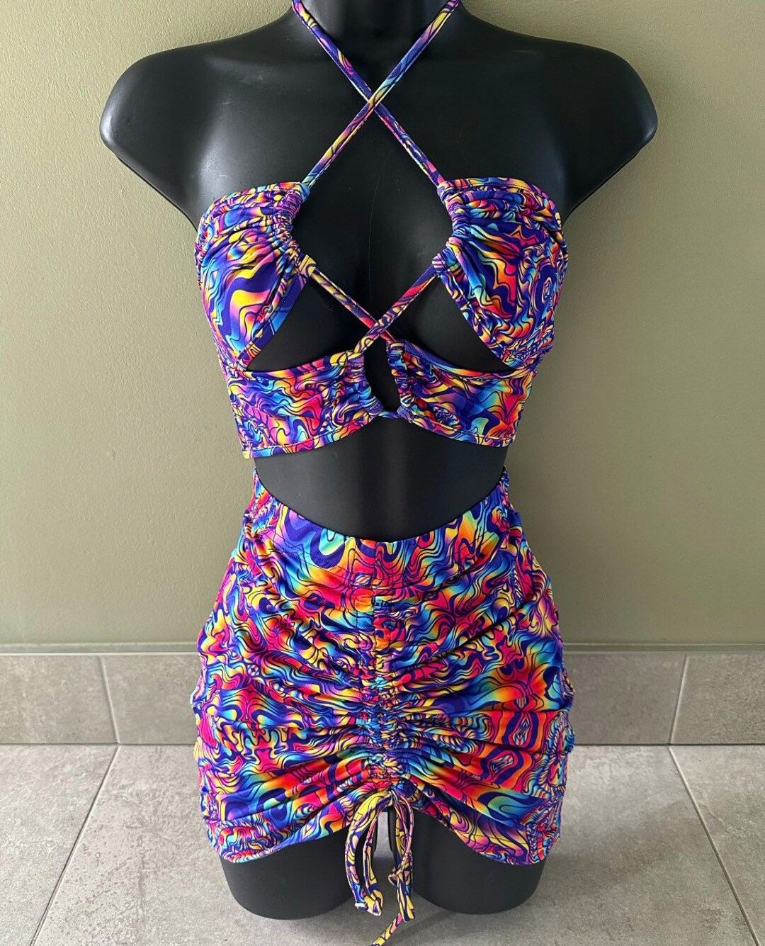 Womens Festival Outfit, Festival Two Piece, Rave Outfit, Rave Skirt ...