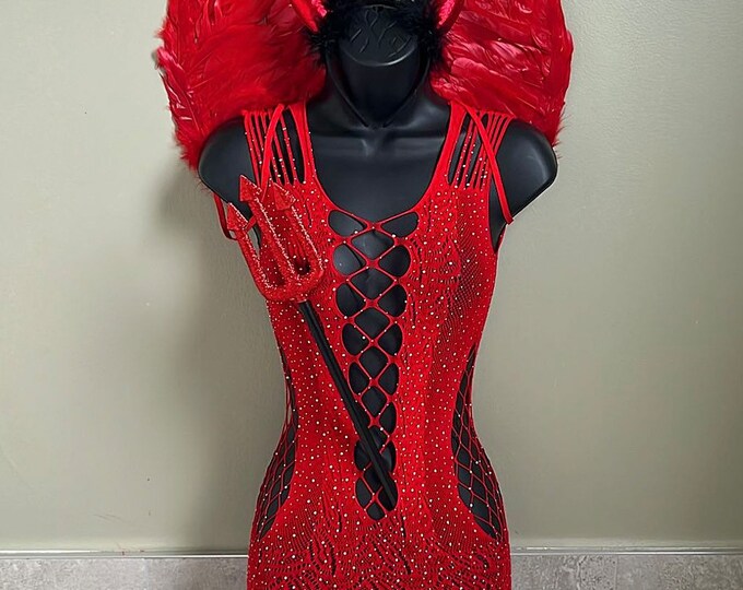 Red Devil Halloween Costume, Fancy, Dress, Devil Accessories, Red ...