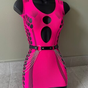 Neon Pink Fishnet Dress, Mesh Dress, Festival Dress, Rave Outfit, Pink ...