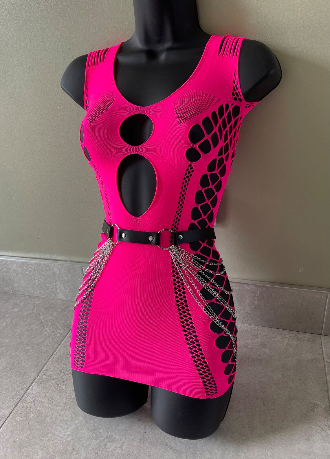 Neon Pink Fishnet Dress Mesh Dress Festival Dress Rave - Etsy