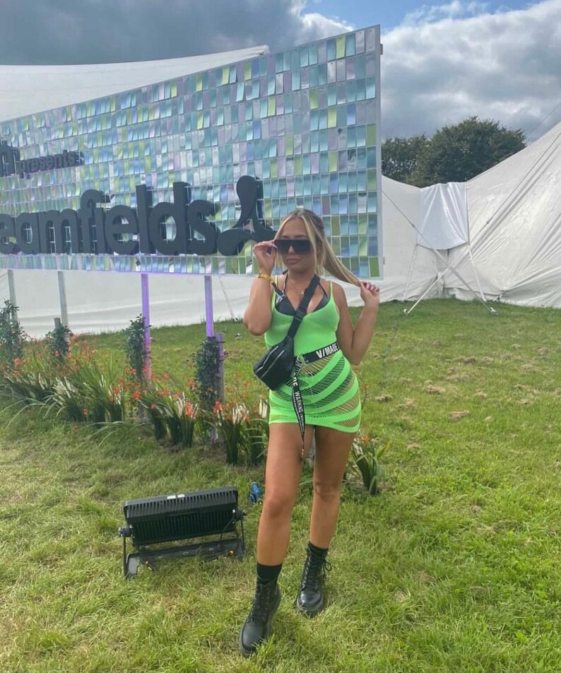 Neon Green Fishnet Dress Festival Dress Fishnet Dress Mesh - Etsy UK