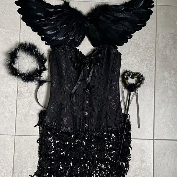 Mens Black Angel Costume - Etsy