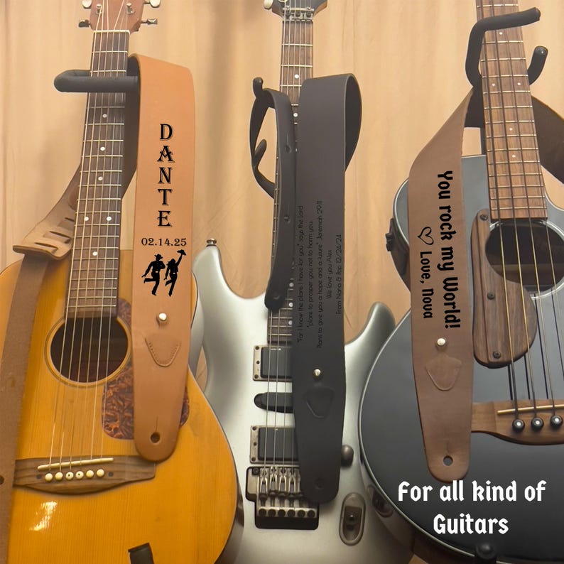 Customizable Leather Guitar Strap - Perfect Valentine's Day Gift for ...