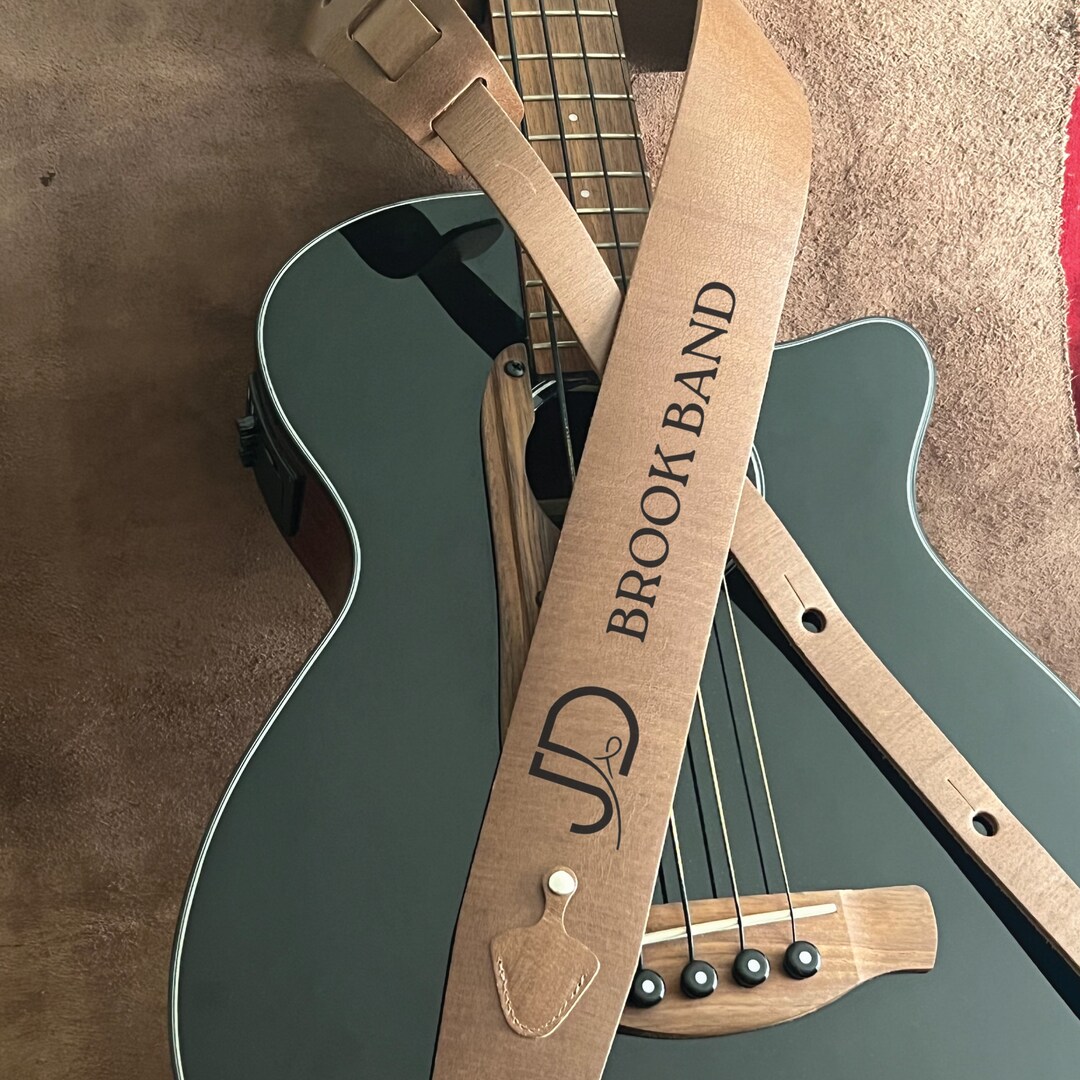 Personalized Leather Guitar Strap: Engraved Design With Your Band Logo ...