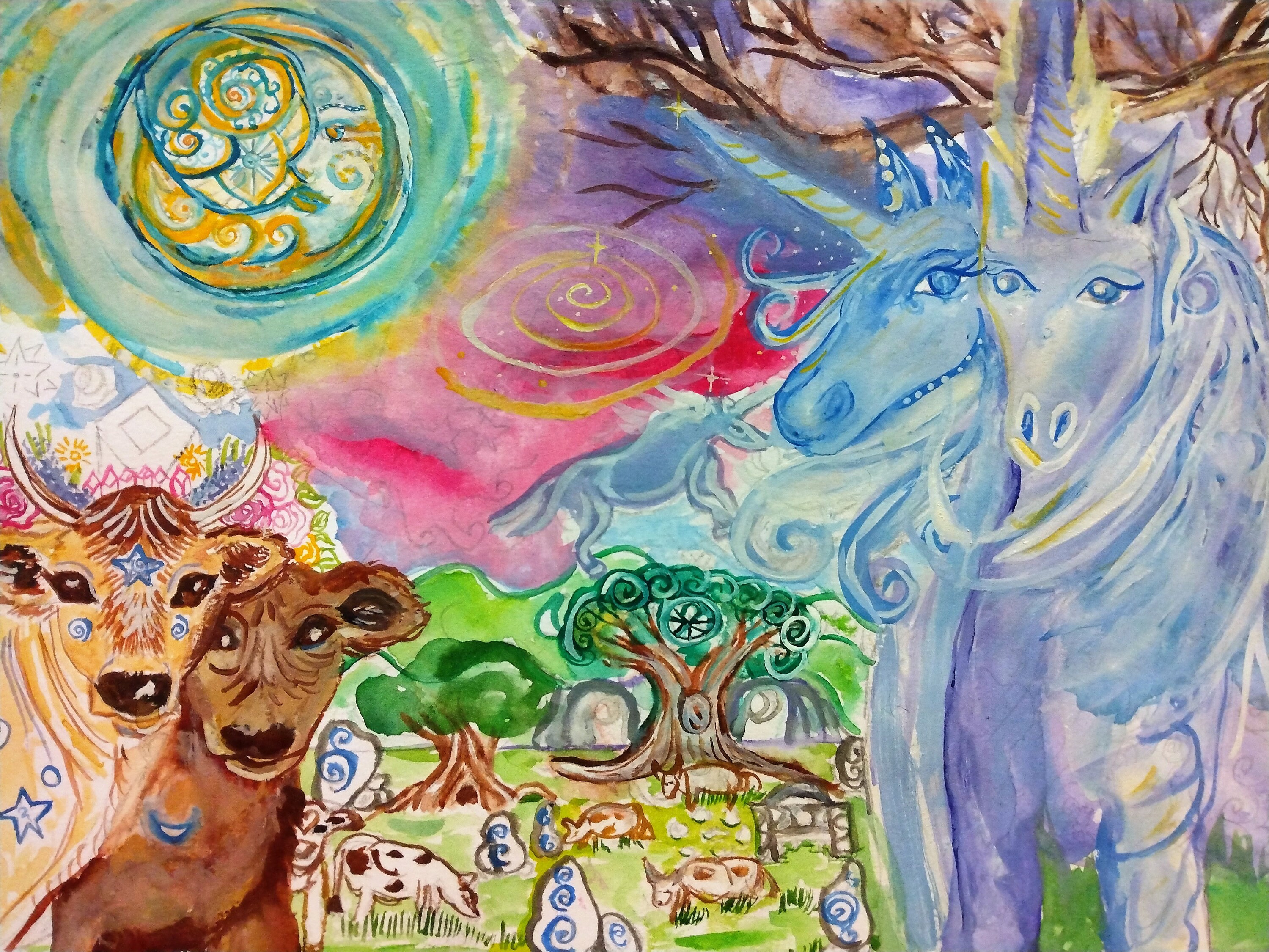 The Moo Digital Watercolor Print - Etsy