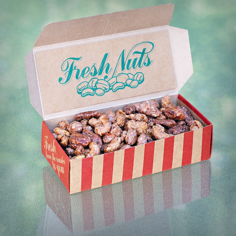 15oz Bavarian Roasted Nut Box, Almond, Cashew, Pecan, Peanut, Mixed ...