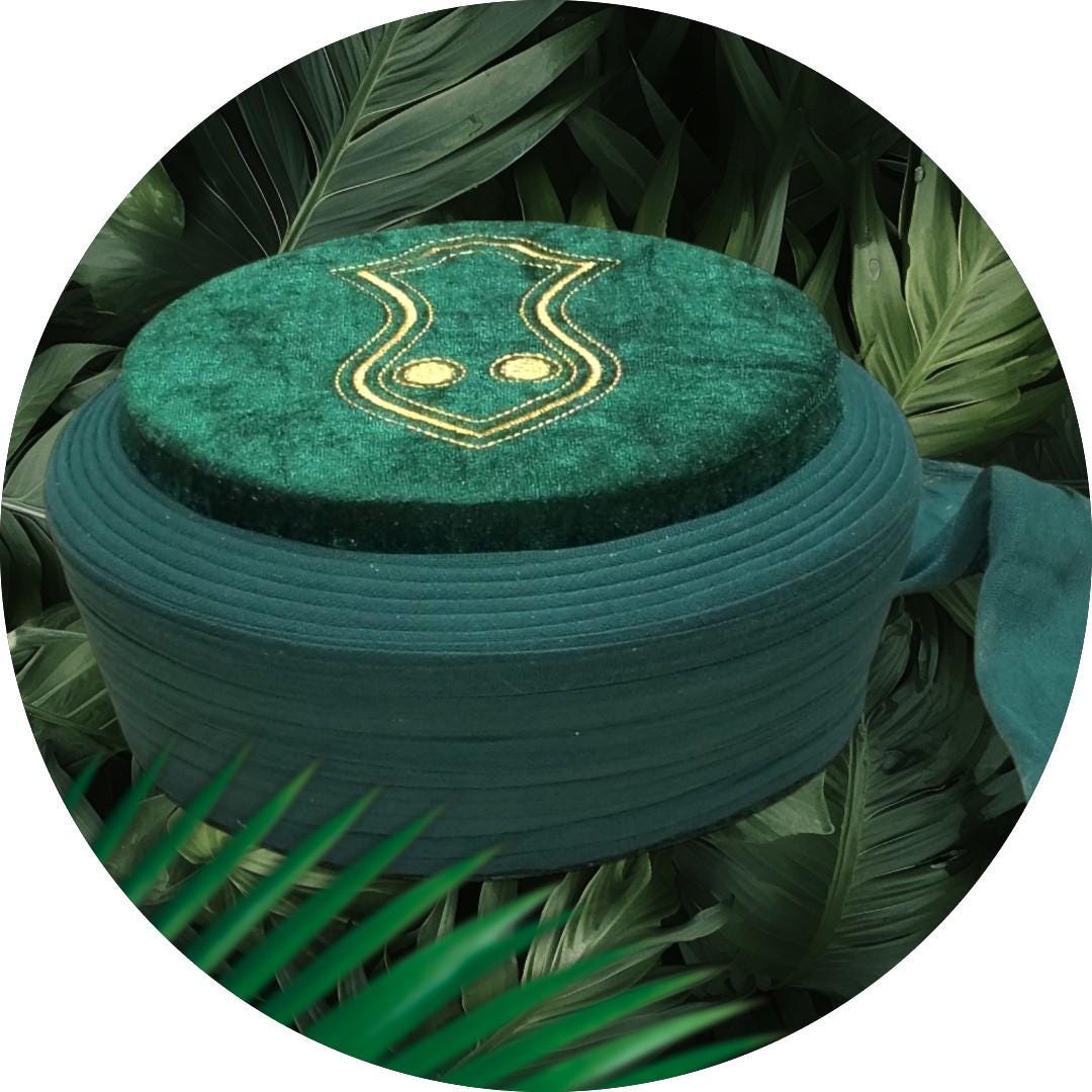 Handmade Green Velvet Turban: Islamic Hat With Embroidery - Etsy