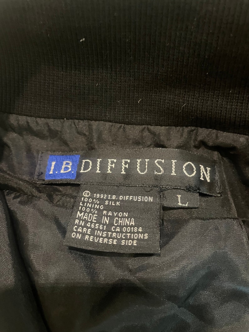 Vintage 80s 90s I.B. Diffusion Sequin Bomber Travel Theme London Paris ...