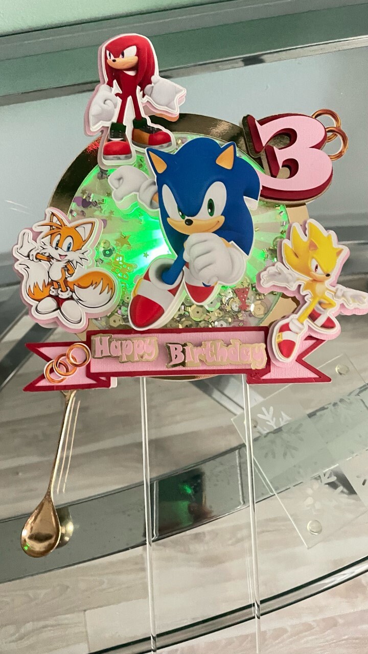 Cake Topper Shaker SONIC Birthday Topper Party Decor Party - Etsy
