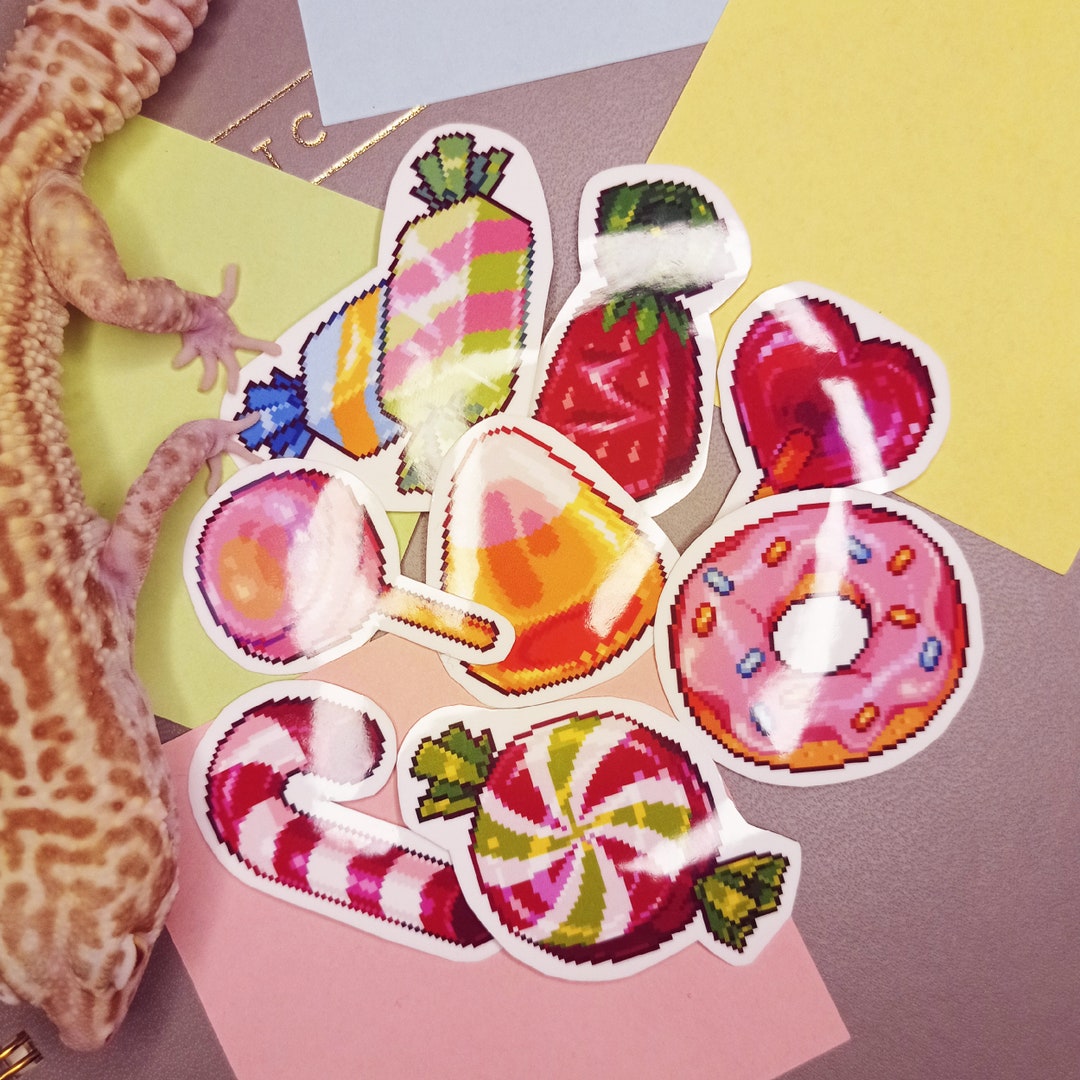 Candy Vinyl Stickers | Sticker Pack | Pixel Art | Cute | Cartoon ...