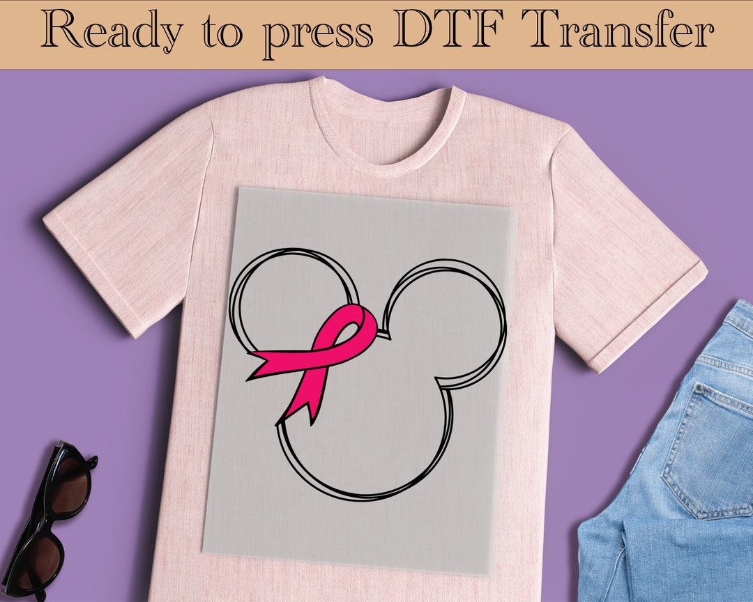 Breast Cancer Ribbon DTF, Disney Ready to Press, Mickey Ribbon Transfer ...
