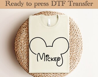 Mickey Mouse Sketch DTF Transfer, Disney Ready to Press, Mickey ...