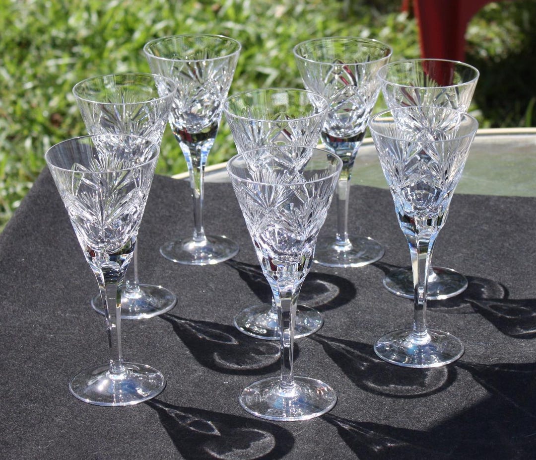 Gorham Rosewood Etched Crystal Wine Glasses Set of Eight-beautiful ...